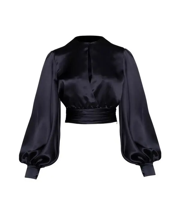 ANDRES OTALORA Pozo Keyhole Silk-satin Blouse