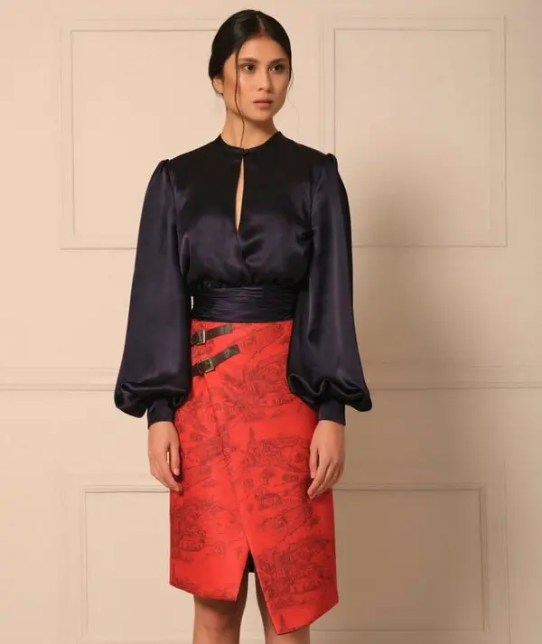 ANDRES OTALORA Pozo Keyhole Silk-satin Blouse