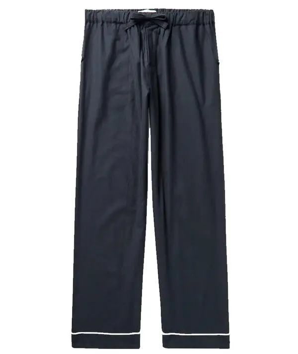 DESMOND & DEMPSEY Piped Brushed Cotton-flannel Pyjama Trousers