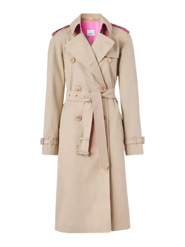 BURBERRY Contrast Trim Cotton Gabardine Trench Coat