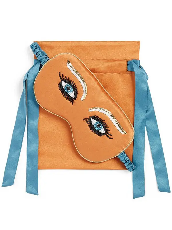 Olivia Von Halle Embroidered Eyes Sleep Mask