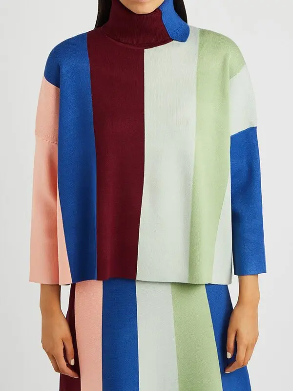 Victoria Beckham Striped Roll-neck Stretch-knit Jumper