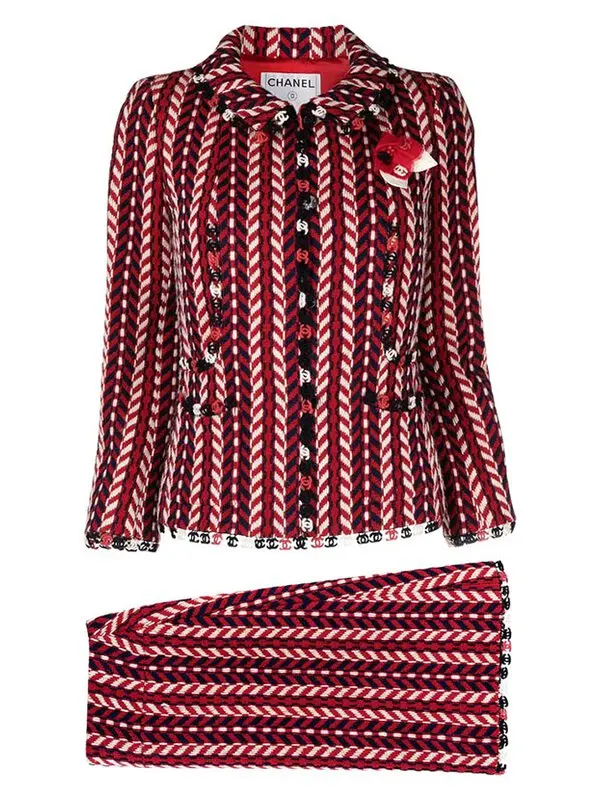 Chanel 2004 Chevron-tweed Wool Suit
