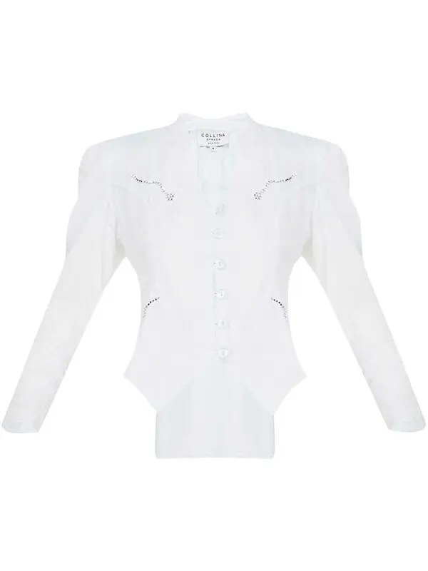 Collina Strada Rhinestone Primrose Recycled-cellulosic Top
