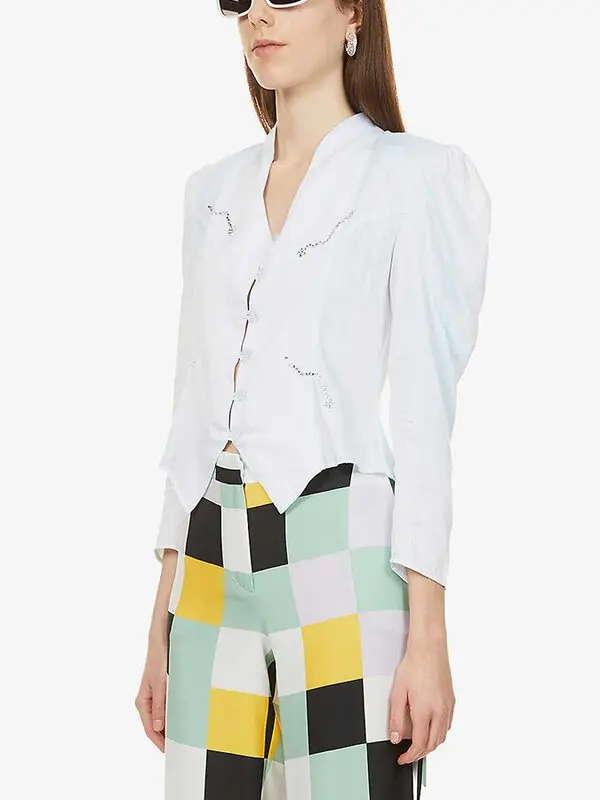 Collina Strada Rhinestone Primrose Recycled-cellulosic Top