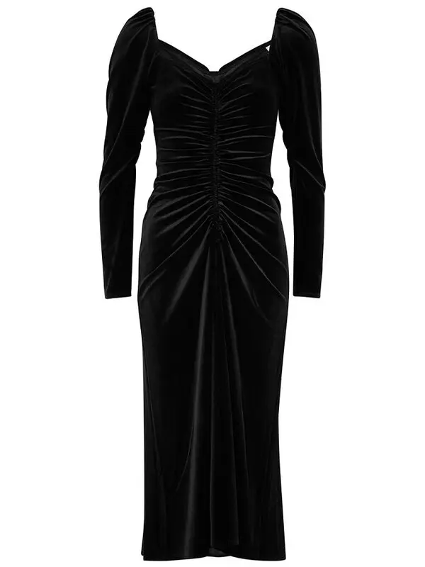 A.L.C. Chamberlain Black Stretch-velvet Midi Dress