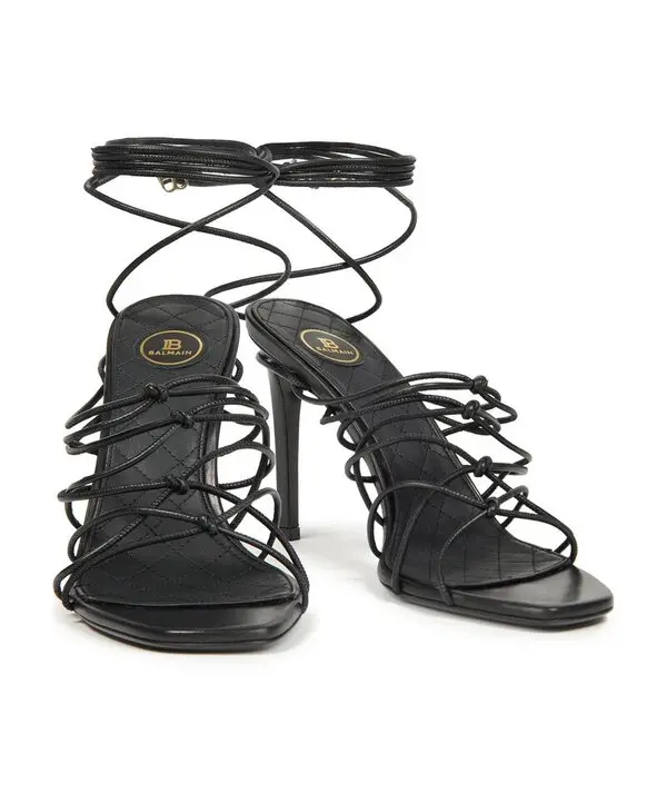 Balmain Mikki Lace-up Knotted Leather Sandals