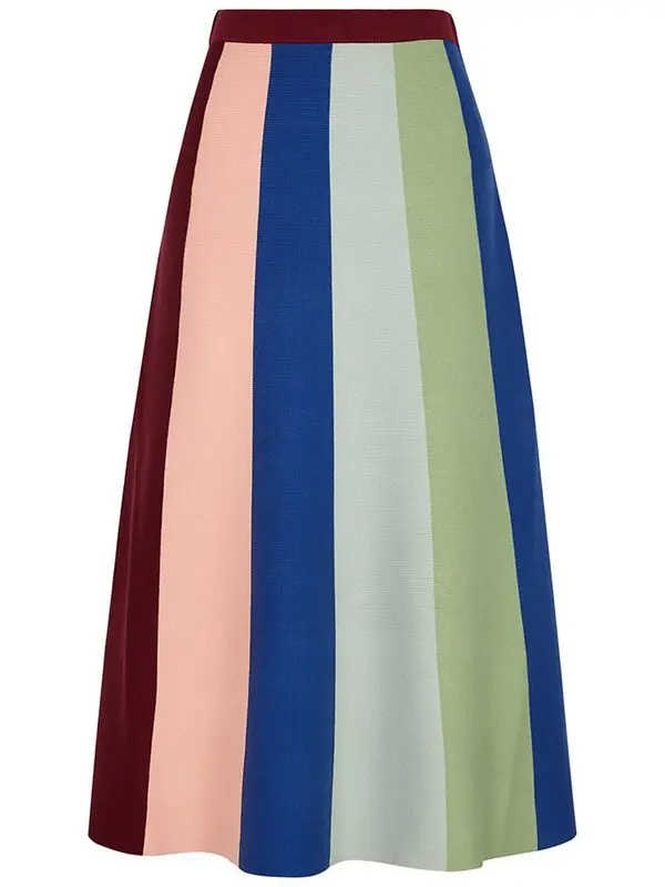 Victoria Beckham Striped Stretch-knit Midi Skirt