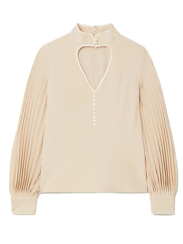 Gucci Cutout Pleated Silk-satin Blouse