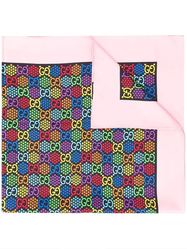 Gucci Logo Print Silk Scarf