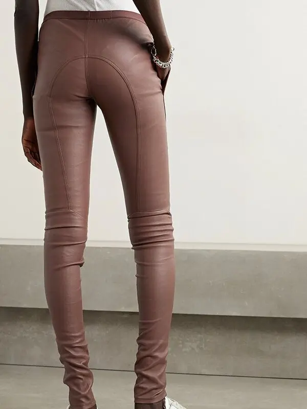 Rick Owens Stretch-leather And Cotton-blend Leggings