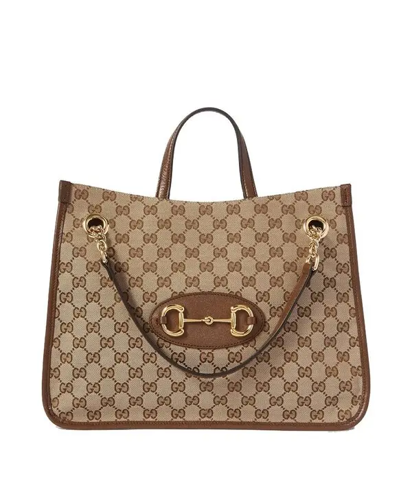 Gucci 1955 Horsebit Medium Leather-trimmed Printed Coated-canvas Tote