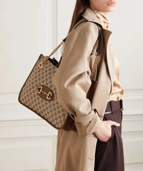 Gucci 1955 Horsebit Medium Leather-trimmed Printed Coated-canvas Tote