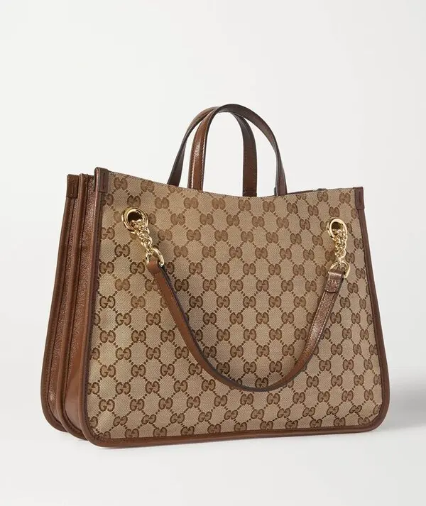 Gucci 1955 Horsebit Medium Leather-trimmed Printed Coated-canvas Tote