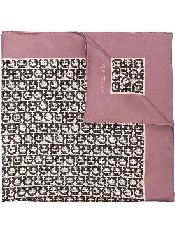 FERRAGAMO Gancini Logo-print Silk Scarf