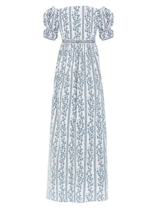 Agua Bendita Pistacho Grosellas-printed Poplin Dress