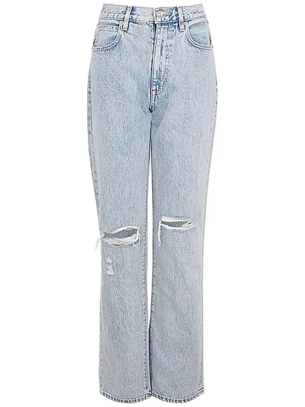 SLVRAKE London Light Blue Distressed Straight-leg Jeans