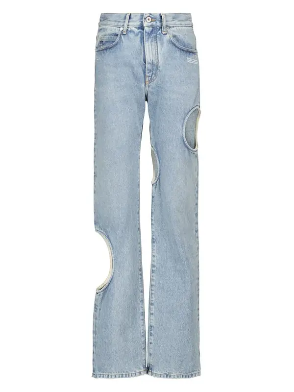 Off-White Cutout Mid-rise Straight Jeans