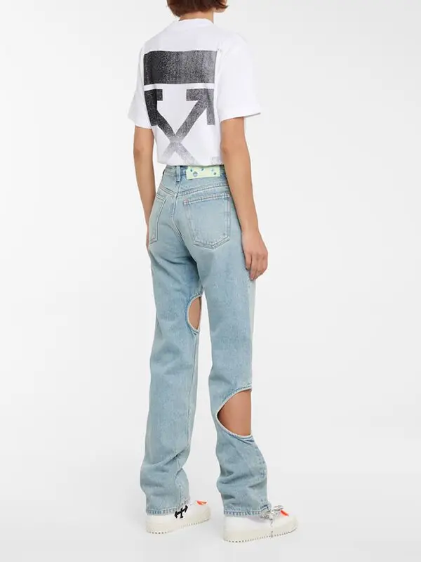 Off-White Cutout Mid-rise Straight Jeans