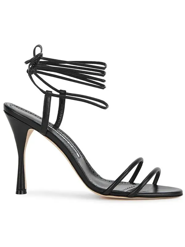 MANOLO BLAHNIK Cochisa 105 Black Leather Sandals