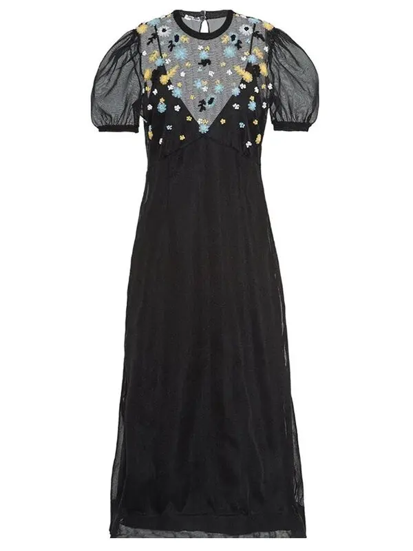 Miu Miu Floral Embroidered Sheer Dress