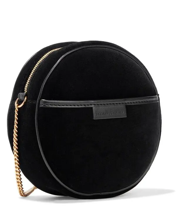 Stella McCartney Monogram Mini Crystal-embellished Velvet Shoulder Bag