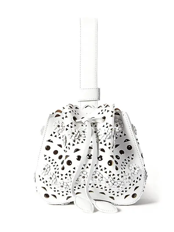 Alaïa Rose Marie Mini Studded Laser-cut Leather Bucket Bag