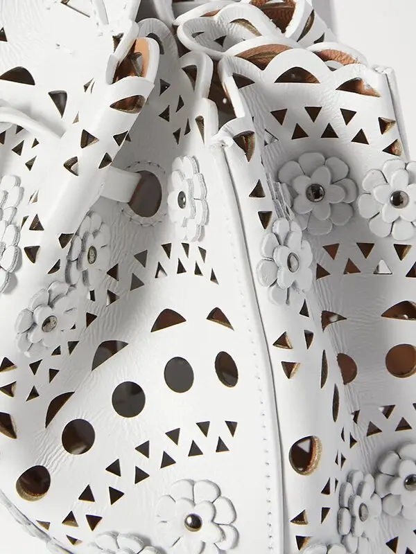 Alaïa Rose Marie Mini Studded Laser-cut Leather Bucket Bag