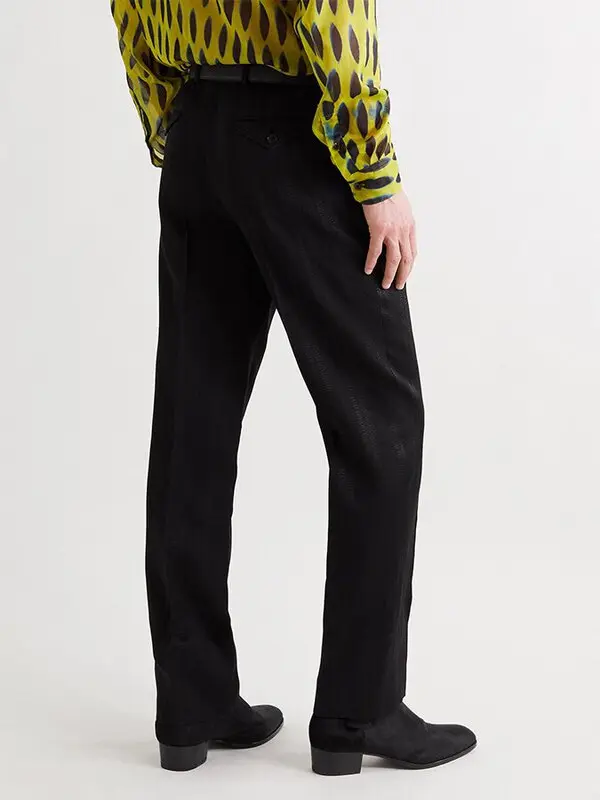 Saint Laurent Wool, Silk And Cotton-blend Jacquard Trousers