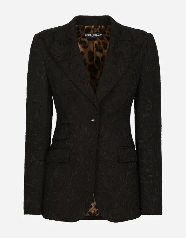 Dolce & Gabbana Ornamental Jacquard Turlington Blazer - Black