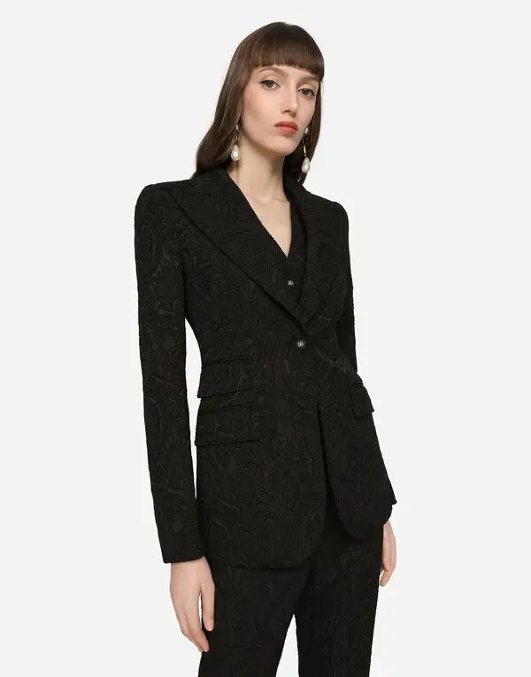 Dolce & Gabbana Ornamental Jacquard Turlington Blazer - Black
