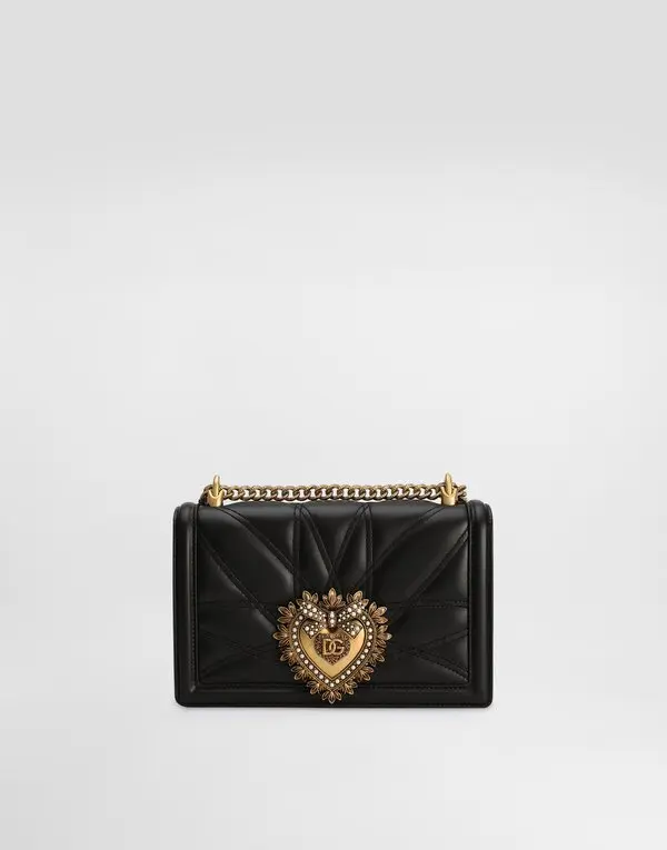 Dolce & Gabbana Medium Devotion Bag In Quilted Nappa Leather - Black