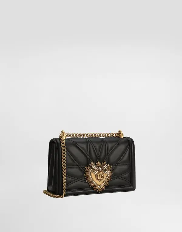 Dolce & Gabbana Medium Devotion Bag In Quilted Nappa Leather - Black