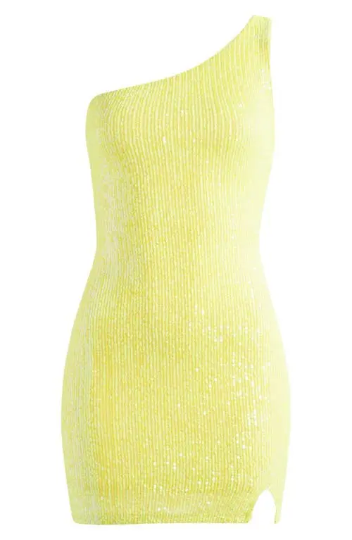 JUMP APPAREL Sequin One-shoulder Mini Dress - Yellow