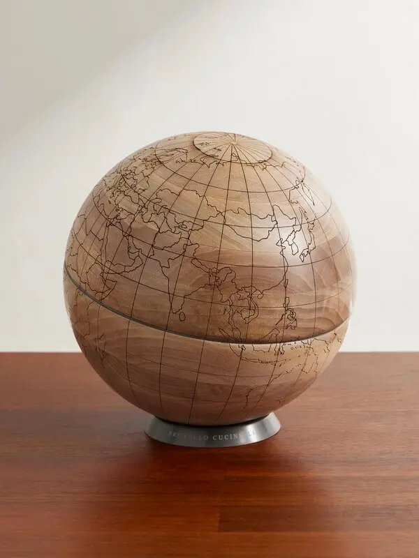 Brunello Cucinelli Walnut Wood And Krion Globe - Brown
