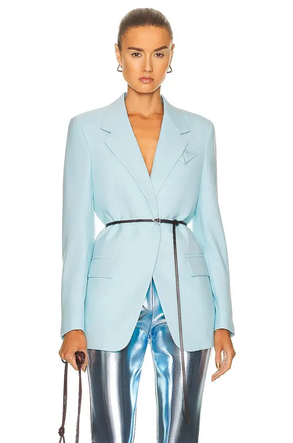 Bottega Veneta Tailored Blazer Jacket In Baby Blue
