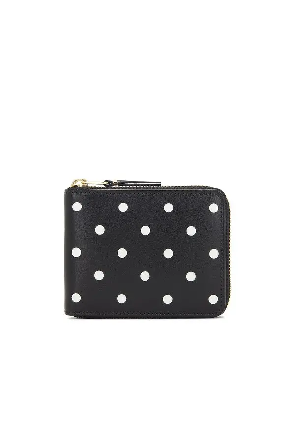 Comme Des Garçons Dots Printed Leather Zip Wallet - Black