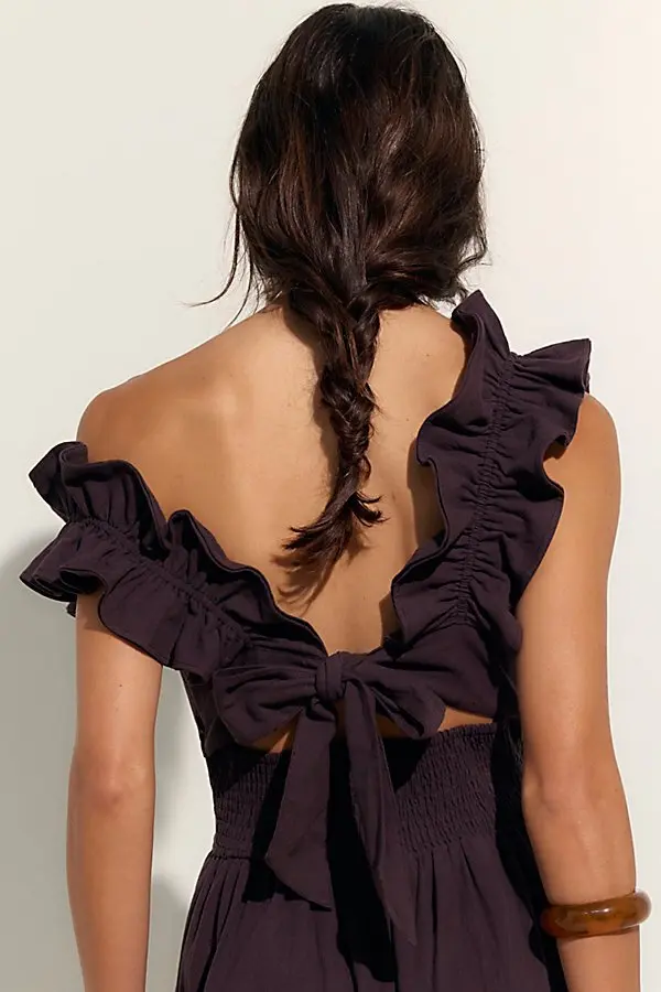 Free People Ruffle It Up Midi Dress - Fudge