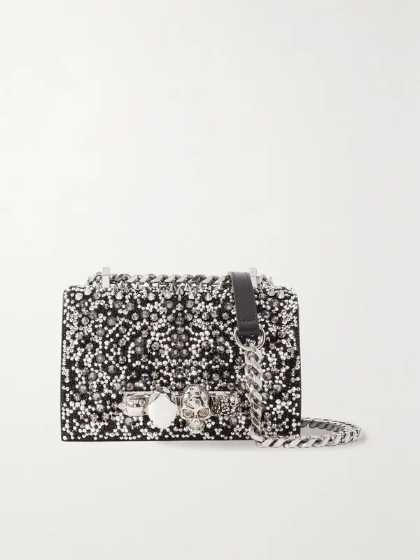 Alexander McQueen Jewelled Satchel Mini Embellished Shoulder Bag - Black