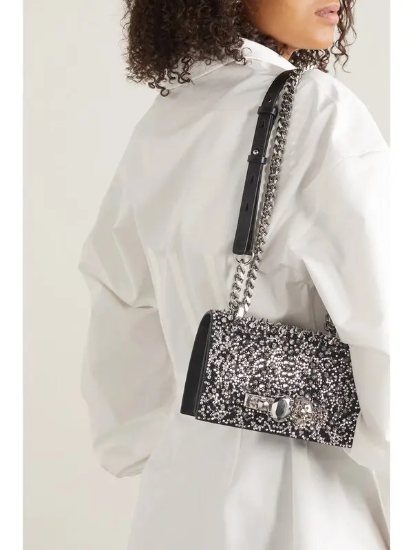Alexander McQueen Jewelled Satchel Mini Embellished Shoulder Bag - Black