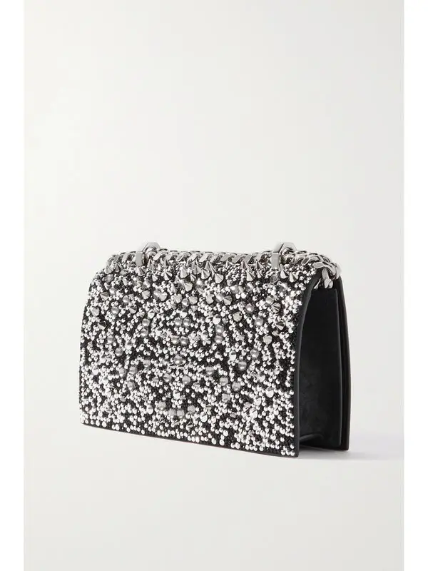 Alexander McQueen Jewelled Satchel Mini Embellished Shoulder Bag - Black