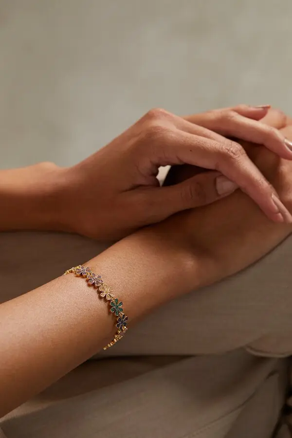 SYDNEY EVAN Rainbow Daisy Multi-stone Bracelet