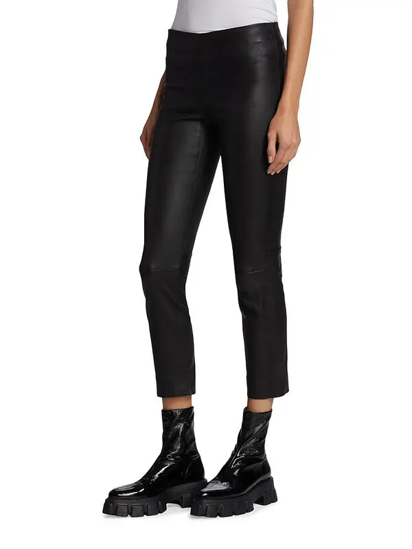 Vince Leather Slim-fit Ankle Pants