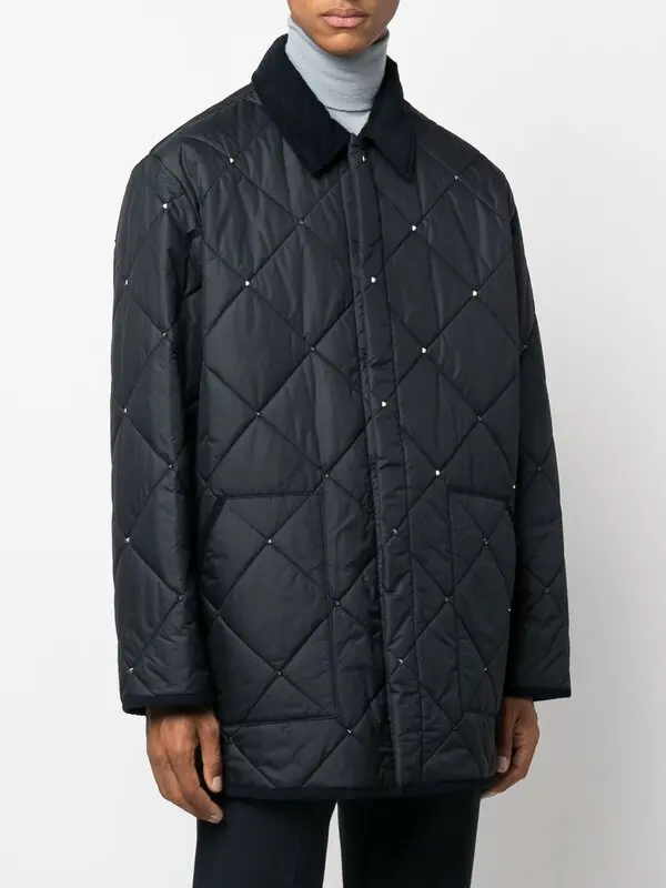 Valentino Garavani Rockstud Diamond-quilted Short Coat
