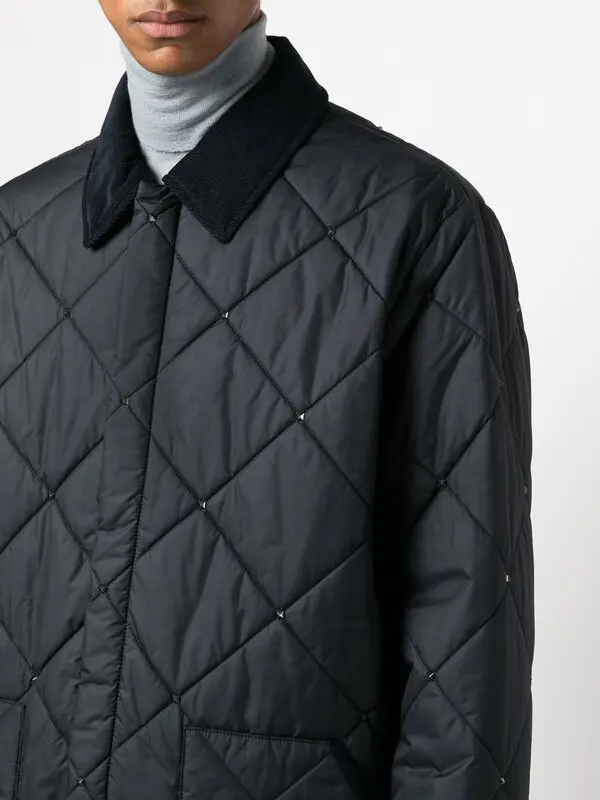 Valentino Garavani Rockstud Diamond-quilted Short Coat