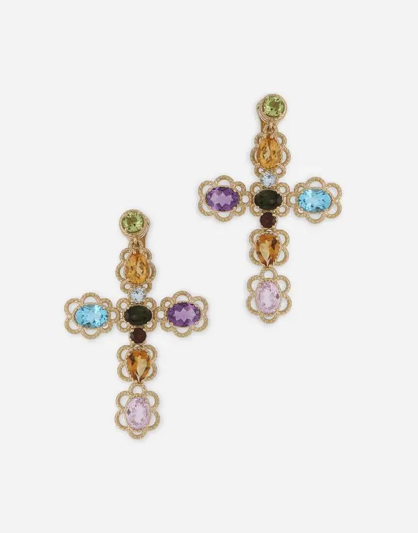 Dolce & Gabbana Rainbow Gemstone Earrings - Yellow Gold