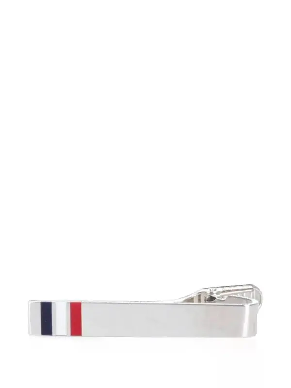 Thom Browne Striped Tie Clip - Silver