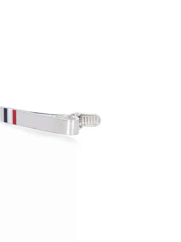 Thom Browne Striped Tie Clip - Silver