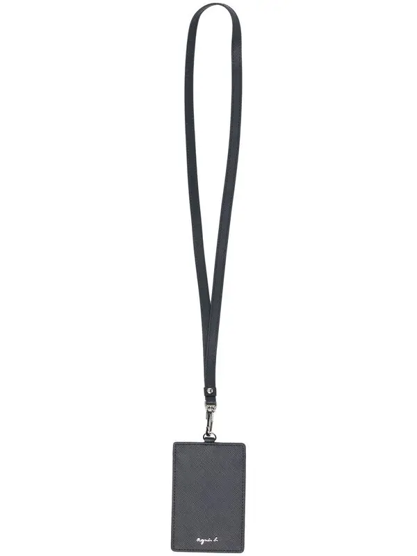 AGNES B. Leather Id Card Neck Tag - Blue