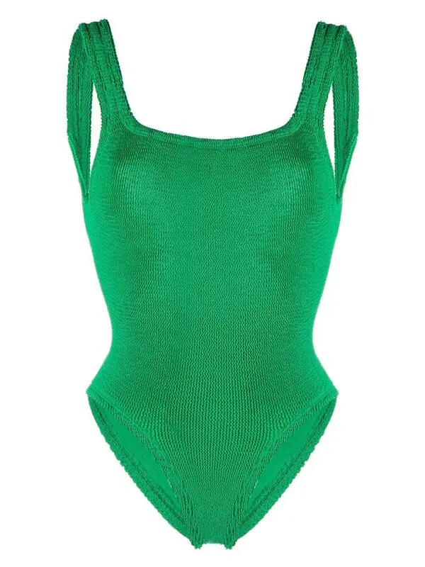 Hunza G Crinkle-finish Backless One-piece - Green